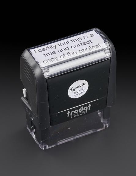 Stamp that prints "I certify that this is a true and correct copy of ...