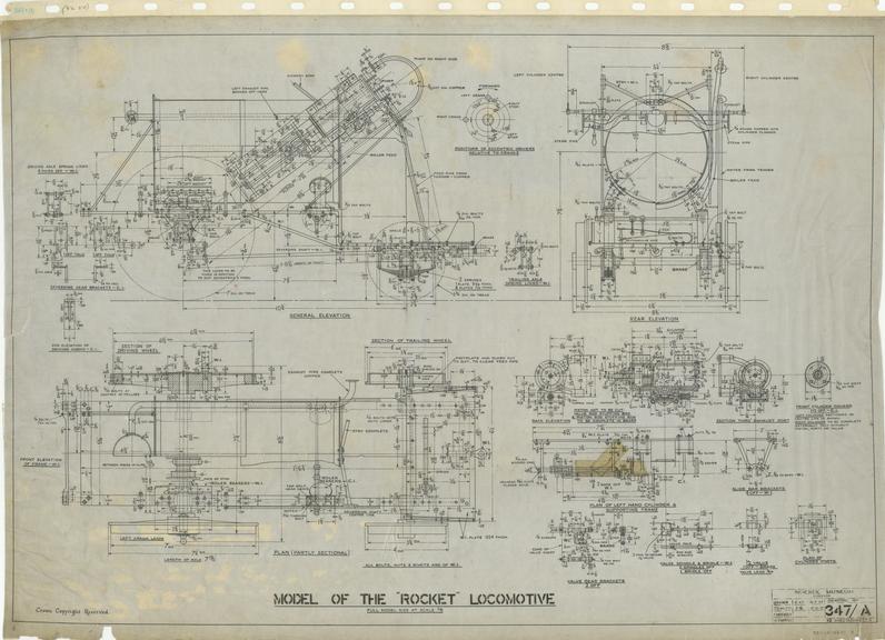 Model of the "Rocket" locomotive drawings | Science Museum Group Collection