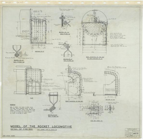 Model of the "Rocket" locomotive drawings | Science Museum Group Collection