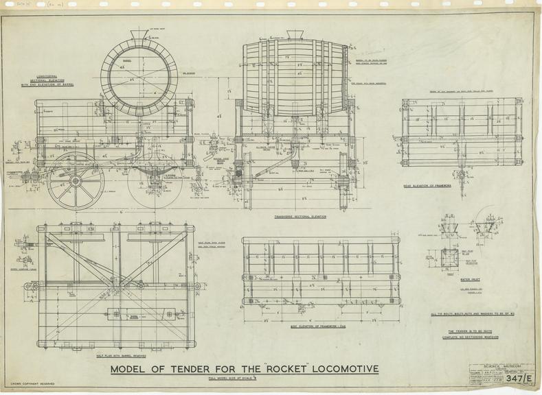 Model of the "Rocket" locomotive drawings | Science Museum Group Collection