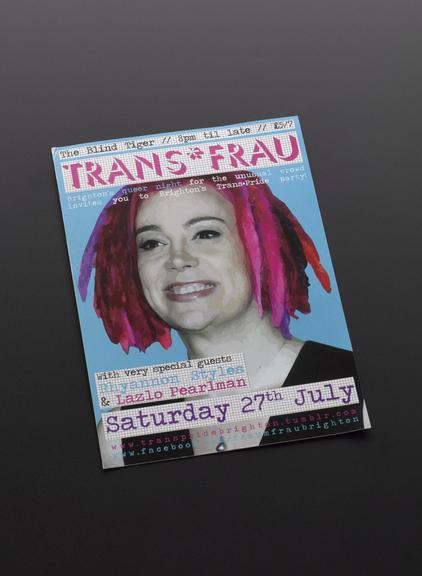 Postcard advertising a Trans Pride party, collected by a young ...