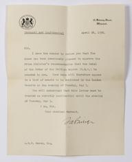 Letter to Albert George Powell Marsh from 10 Downing Street | Science ...