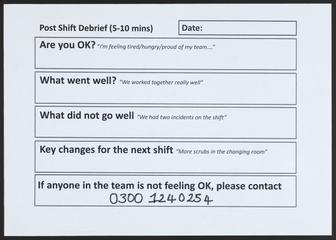 Post shift debrief at NHS Nightingale Hospital London | Science Museum ...