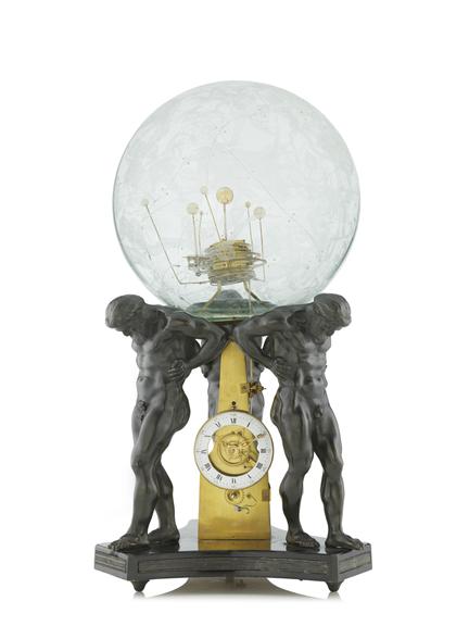 Orrery clock with a glass celestial globe | Science Museum Group Collection