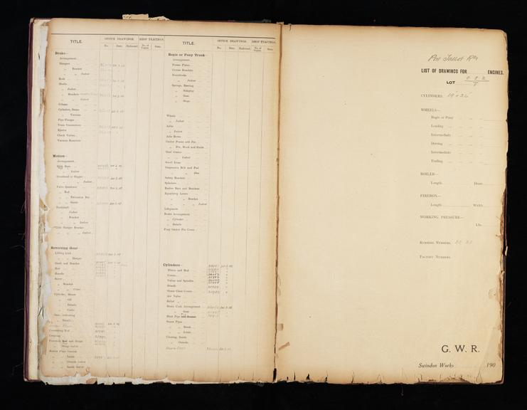 Swindon locomotive drawing register lots 173-215 | Science Museum Group ...