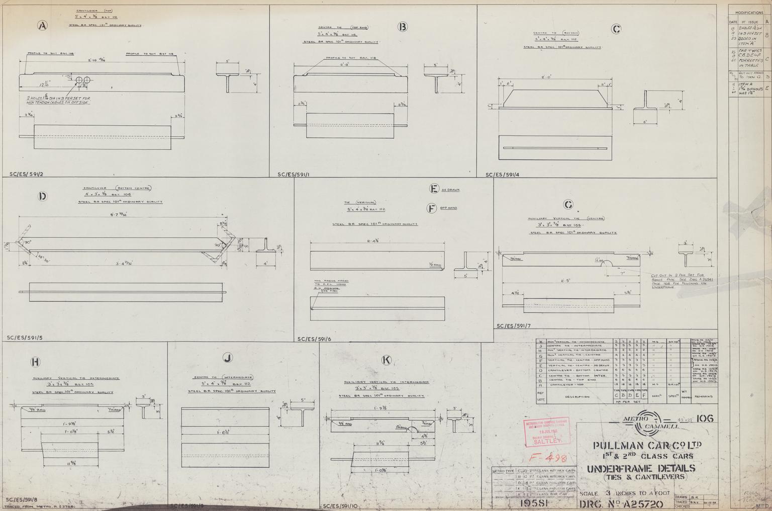 Drawing of Metropolitan Cammell Carriage & Wagon Co. Ltd., Railway ...