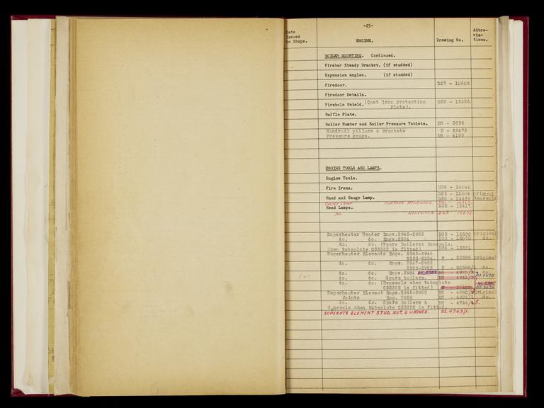 Derby Works drawing register | Science Museum Group Collection