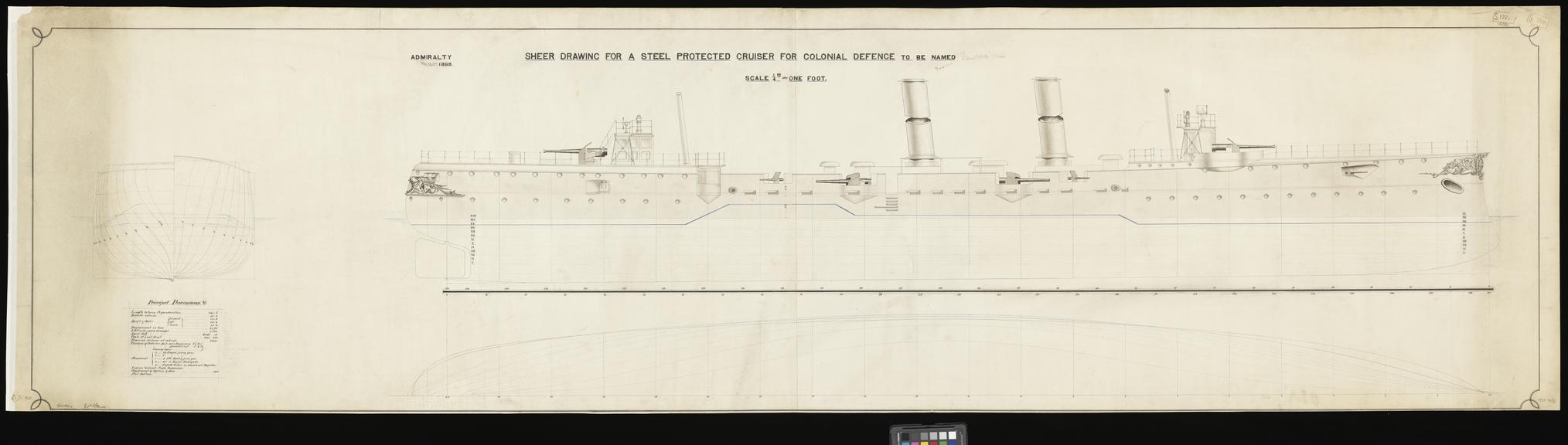 Plans (3) for steel protected cruiser "Pandora" | Science Museum Group ...