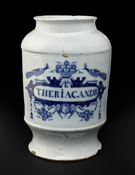Drug Jar used for Theriaca of Andromachu | Science Museum Group Collection