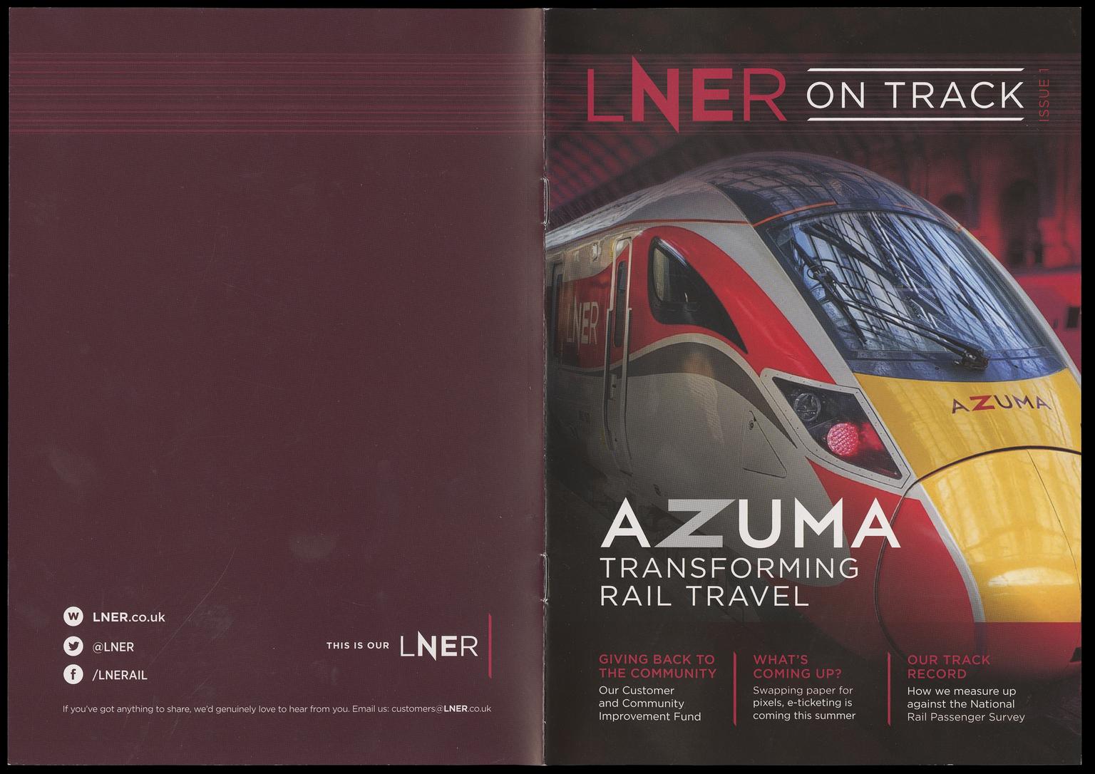 LNER rail operating company brochure titled ‘LNER On Track’, issue 1 ...