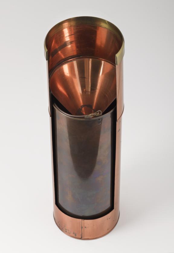 George James Symons designed rain gauge, with bottle, pail and ...