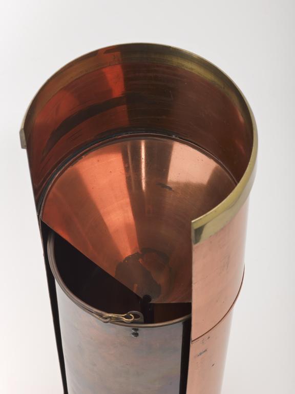 George James Symons designed rain gauge, with bottle, pail and ...