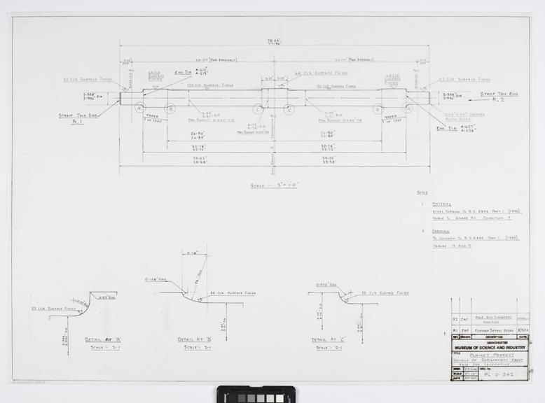 Drawing of details of replacement front axle for locomotive | Science ...