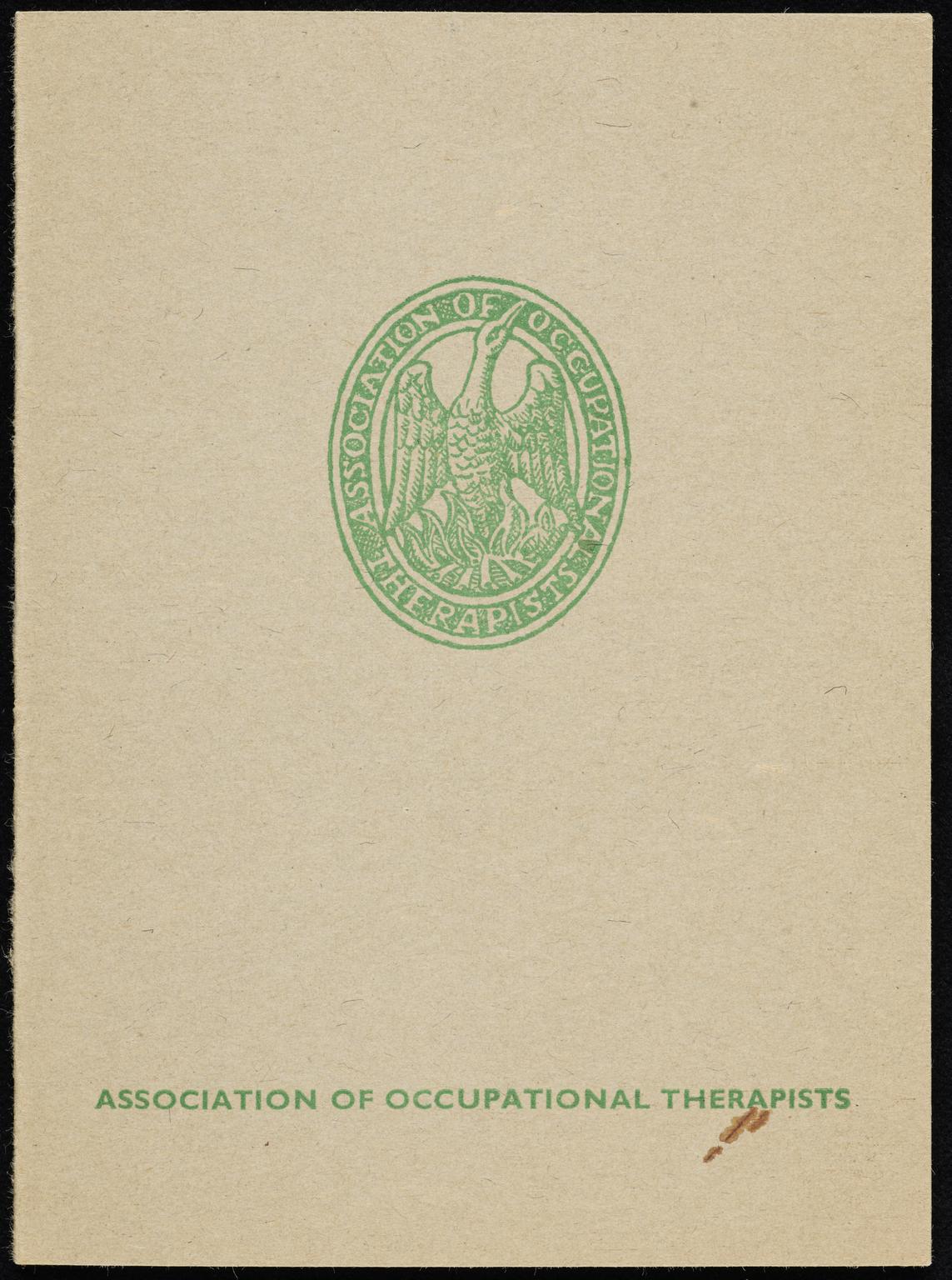 Association of Occupational Therapists membership booklet owned by ...