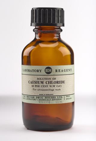 An empty brown glass bottle for caesium chloride. | Science Museum ...