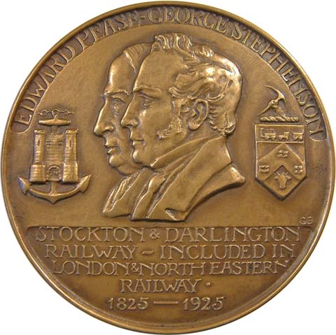Centenary of Stockton Darlington Railway 1925 commemorative medallion ...