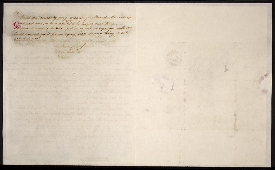 Letter from George Stephenson, Newcastle to Timothy Hackworth ...